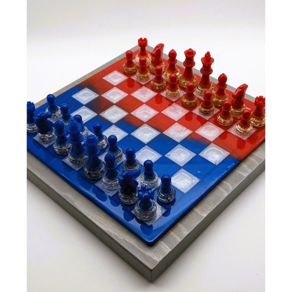 Deb's Creations | Other | Chess Set Red White Blue With Redgold And ...